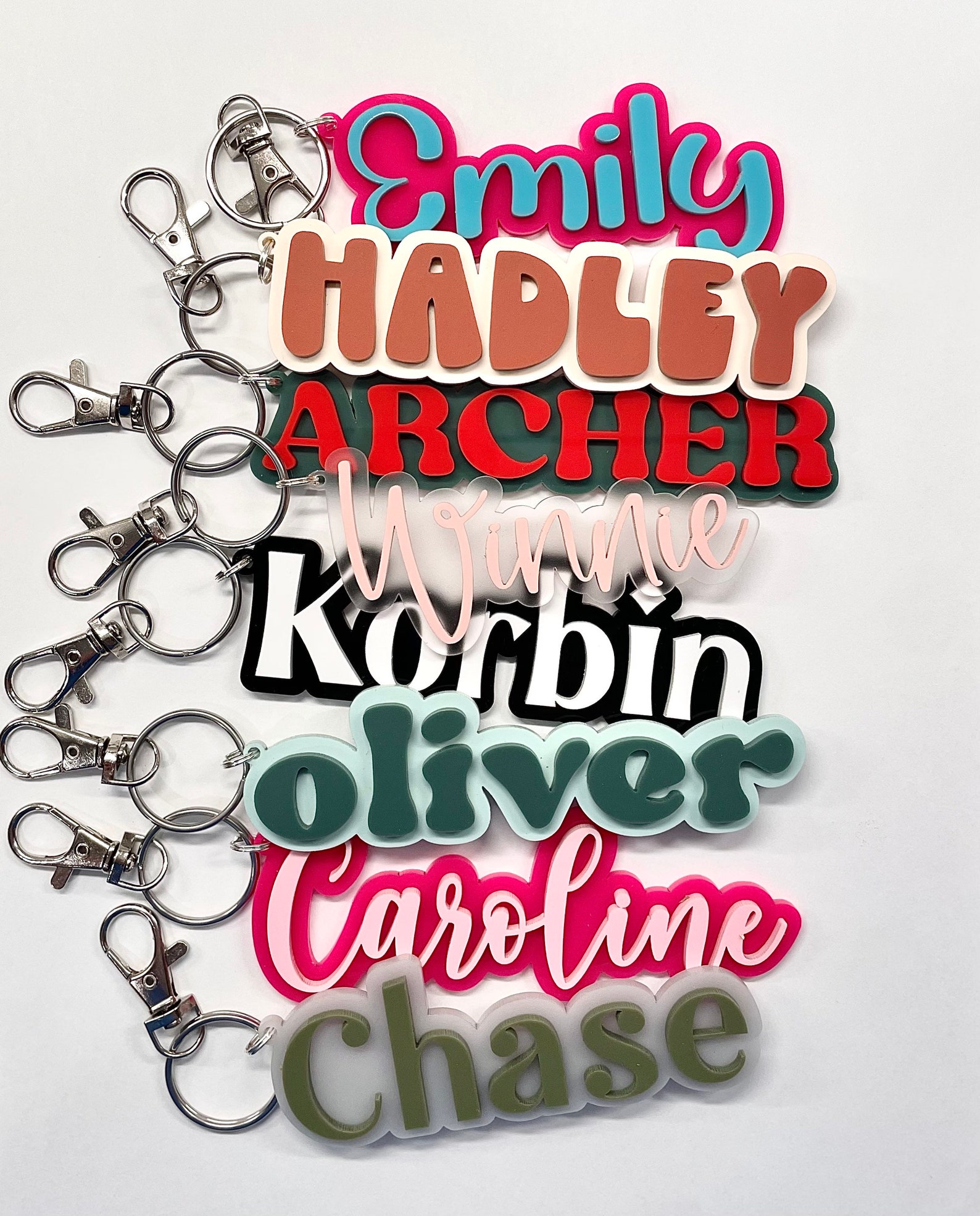 Name Keychain Acrylic Tag Personalized Name Clip Backpack - Etsy