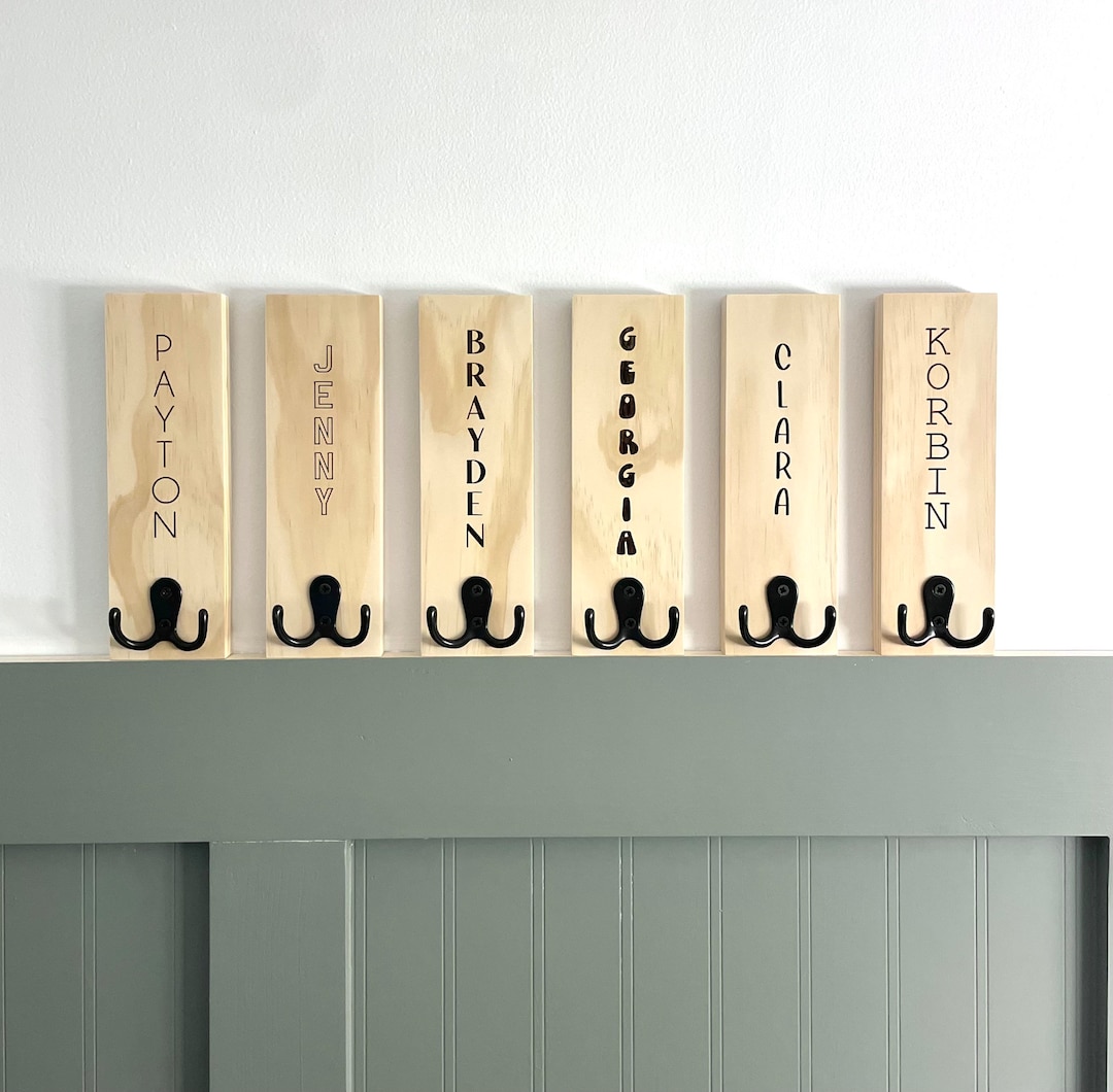 Wood Engraved Coat Hook . Mask Hook. Backpack Hanger . Towel Hooks ...