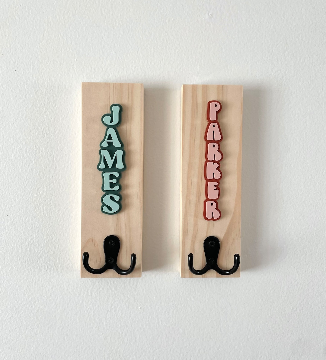 Personalized Wood Coat Hook: Acrylic Name, Kids Room Decor - Etsy