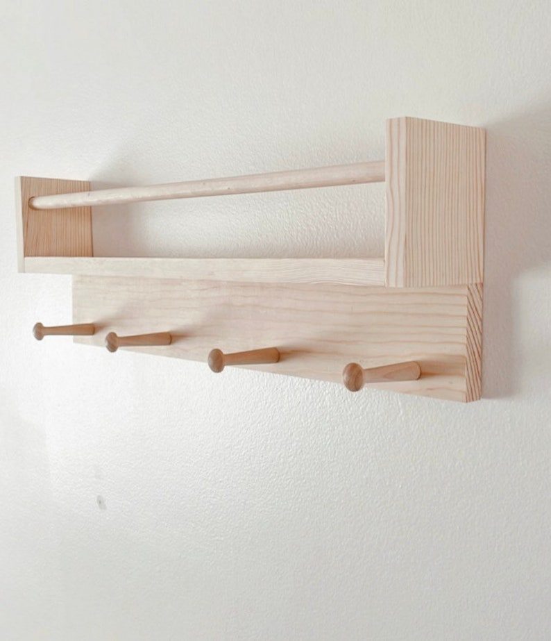 Nursery Bookshelf With Pegs. Single Book Ledge. Hanger. Hooks. - Etsy