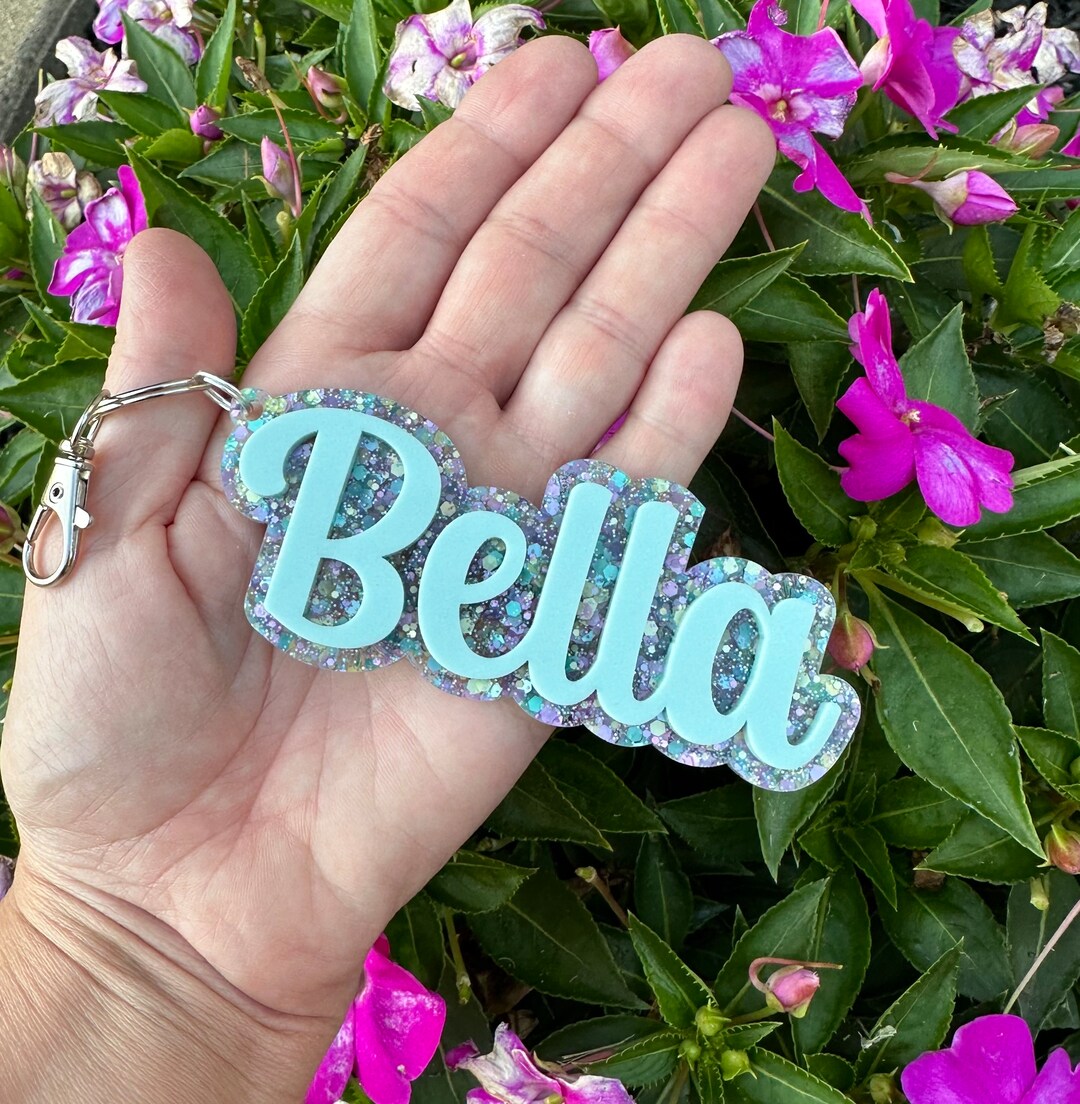 Name Keychain, Acrylic Tag, Personalized Name Clip, Backpack Keychain ...