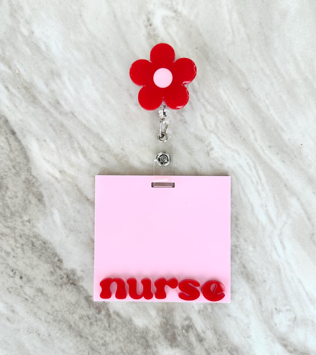 Acrylic Flower Badge Buddy: Retractable ID Name Tag Reel - Etsy