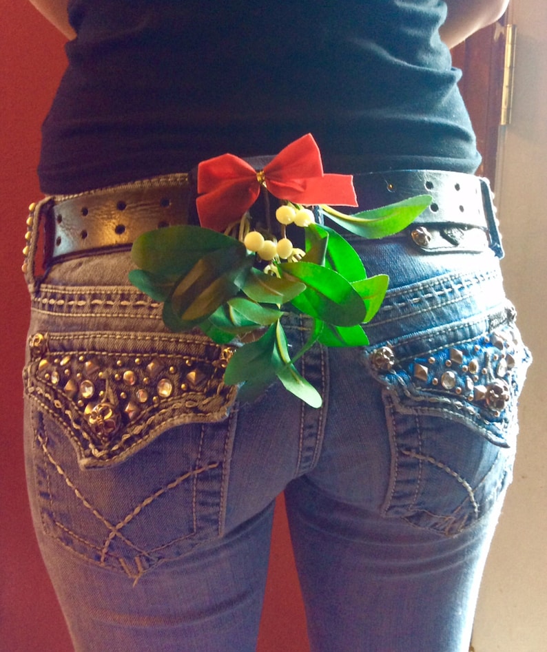 Christmas Tie. Mistletoe Belt Buckle Cover. Ugly Christmas Sweater - Etsy
