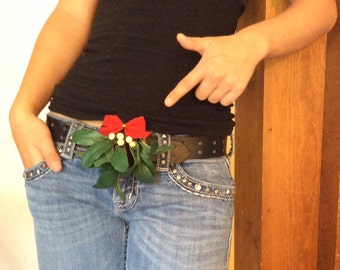 Ugly Christmas Sweater. Christmas Accessory. Mistletoe Belt Buckle ...