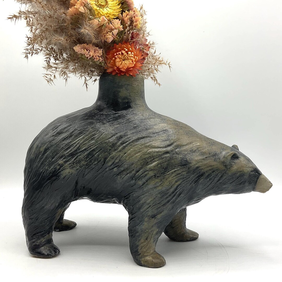 Wood Fired Bear Vase - Etsy