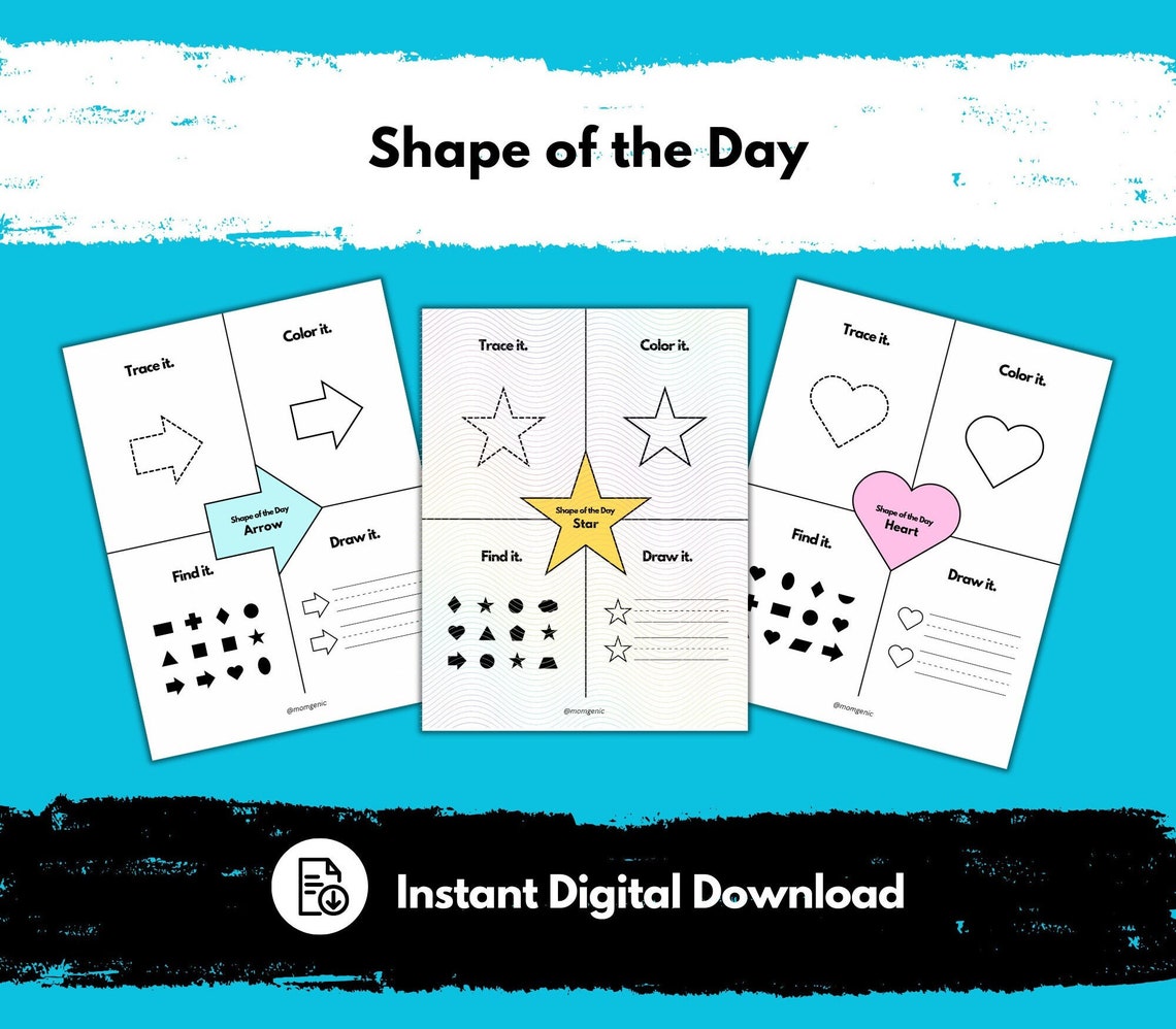 Shape of the Day toddler Worksheets, Figures and Shapes, Early Learning ...