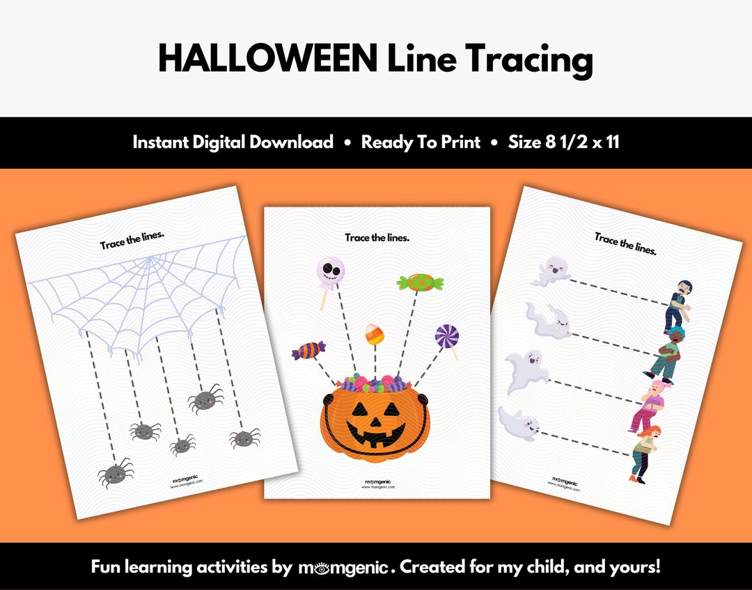 HALLOWEEN Line Tracing Worksheets fine Motor Skills, Learn to Write ...