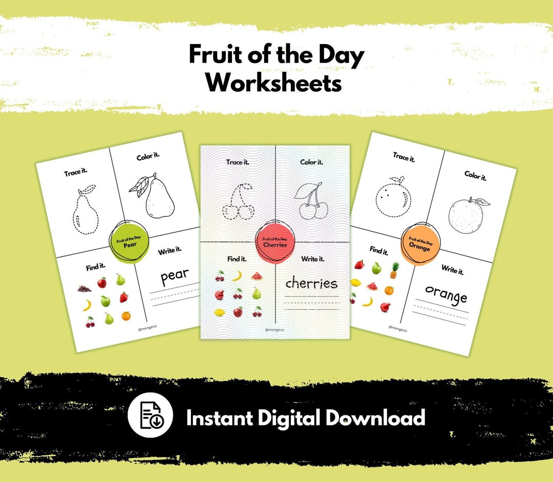 Fruit of the Day Worksheets homeschool, Preschool, Pre-k, Food, Toddler ...
