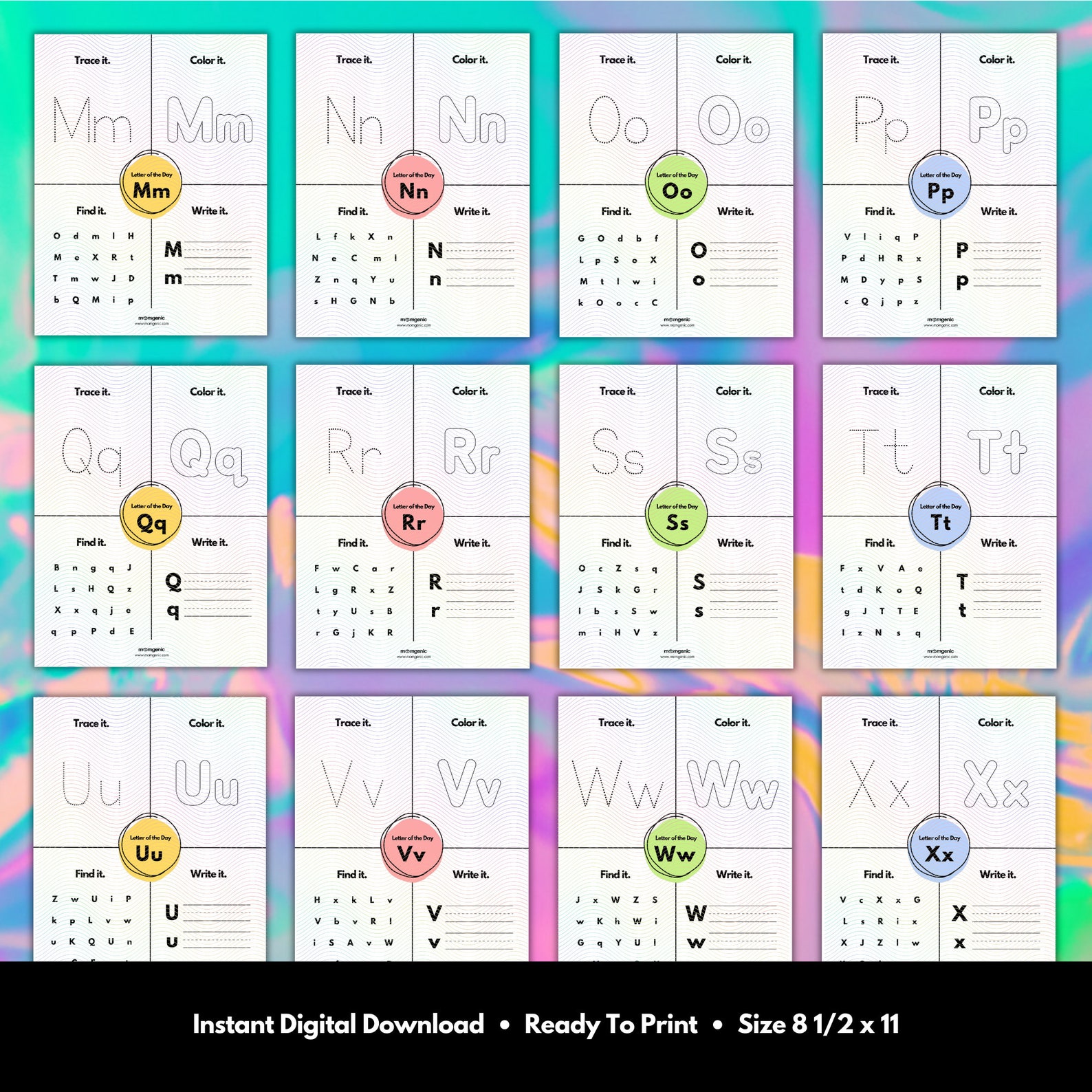 Letter of the Day Worksheets (homeschool, Preschool, Pre-k, Alphabet, a ...