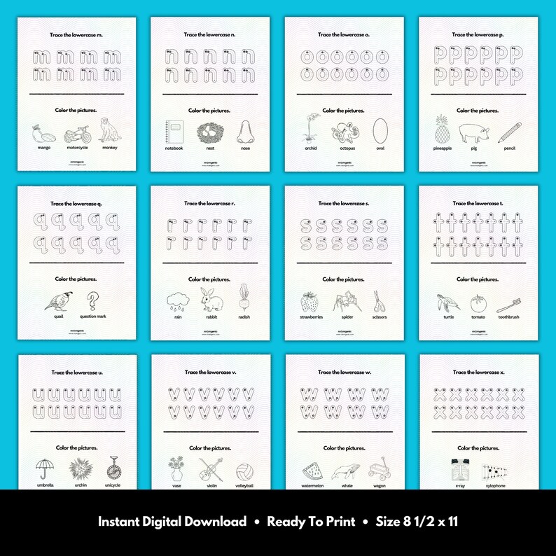 Lowercase Letter Tracing & Coloring abc, Alphabet, Writing, Letter of ...