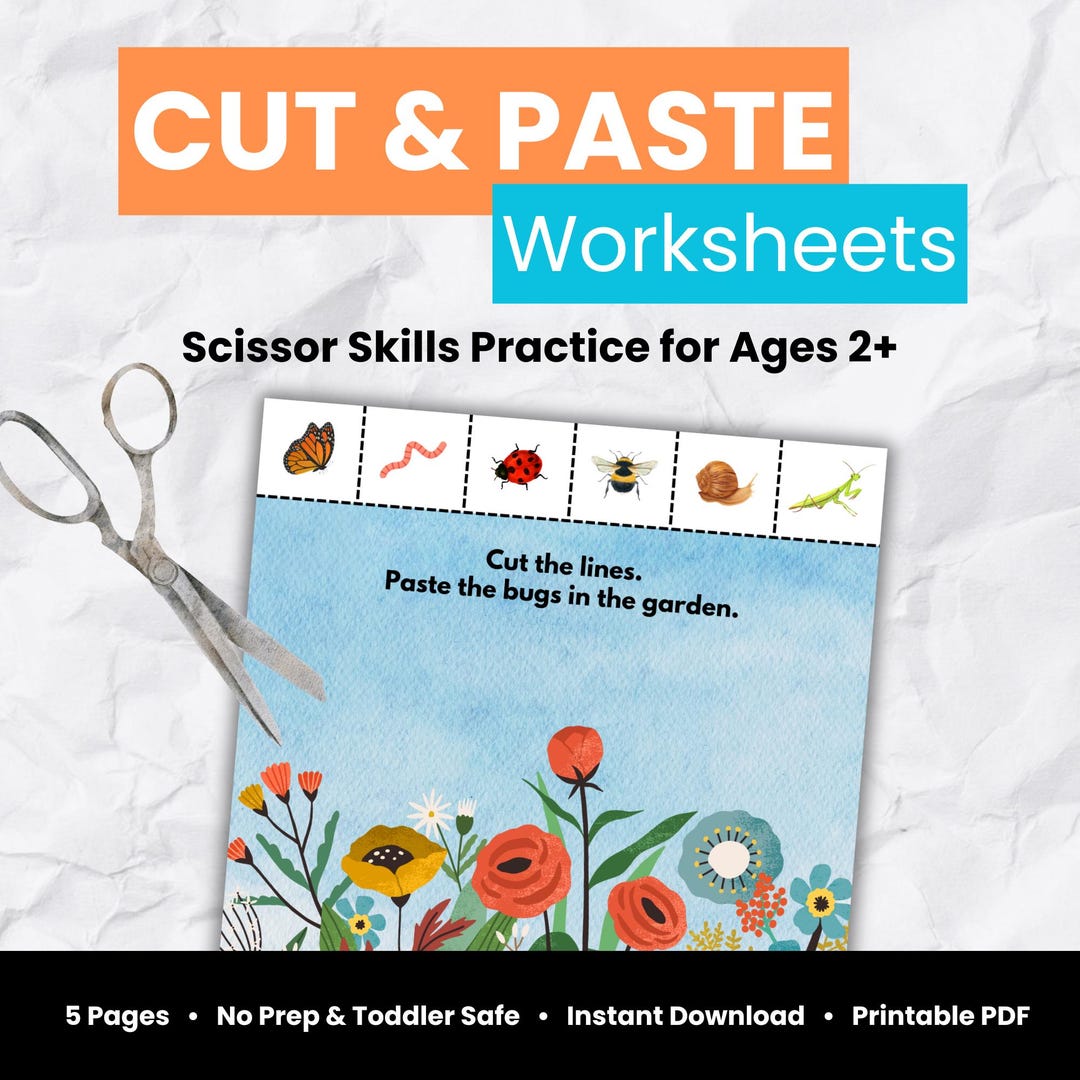 Cut and Paste Activity, Preschool Fine Motor Skills (digital Download ...