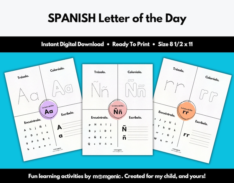 Spanish Letter of the Day Worksheets (homeschool, Preschool, Pre-k ...
