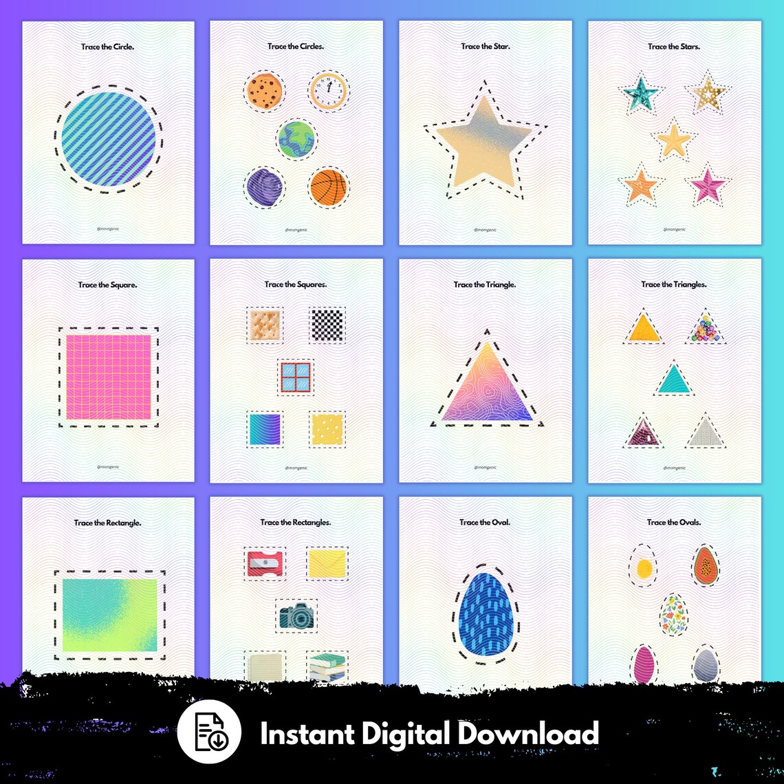 Shape Tracing Worksheets SET 1 fine Motor Skills - Etsy