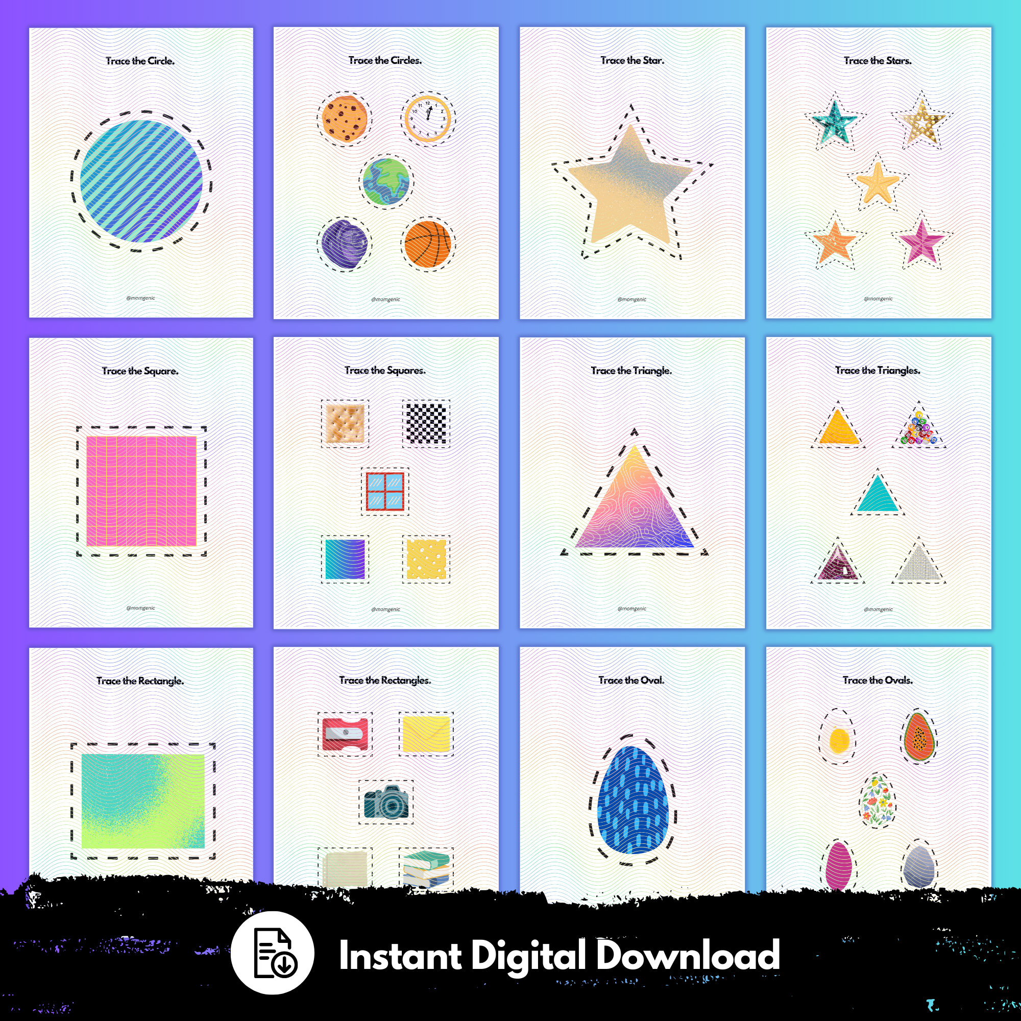 Shape Tracing Worksheets SET 1 fine Motor Skills - Etsy