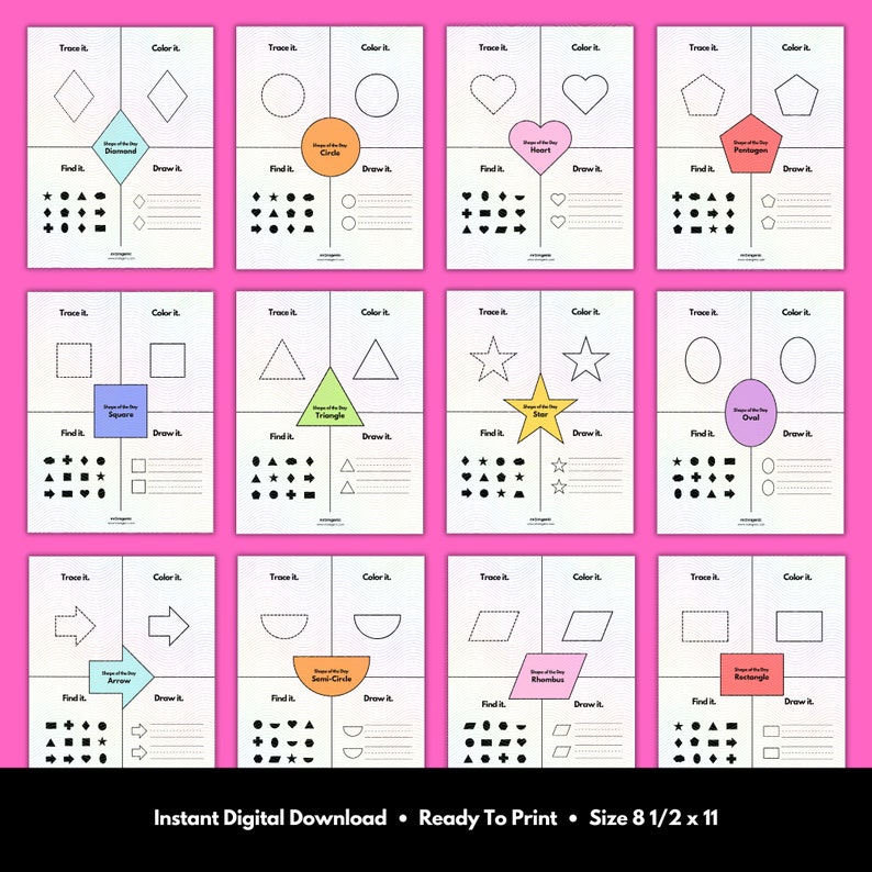 Shape of the Day (toddler Worksheets, Figures and Shapes, Early ...