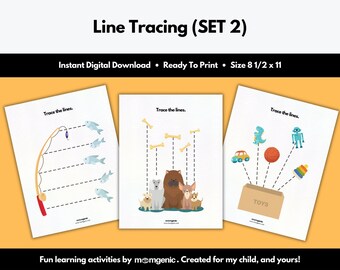 Line Tracing, Set 1 fine Motor Skills, Learn to Write, Toddler Learning ...