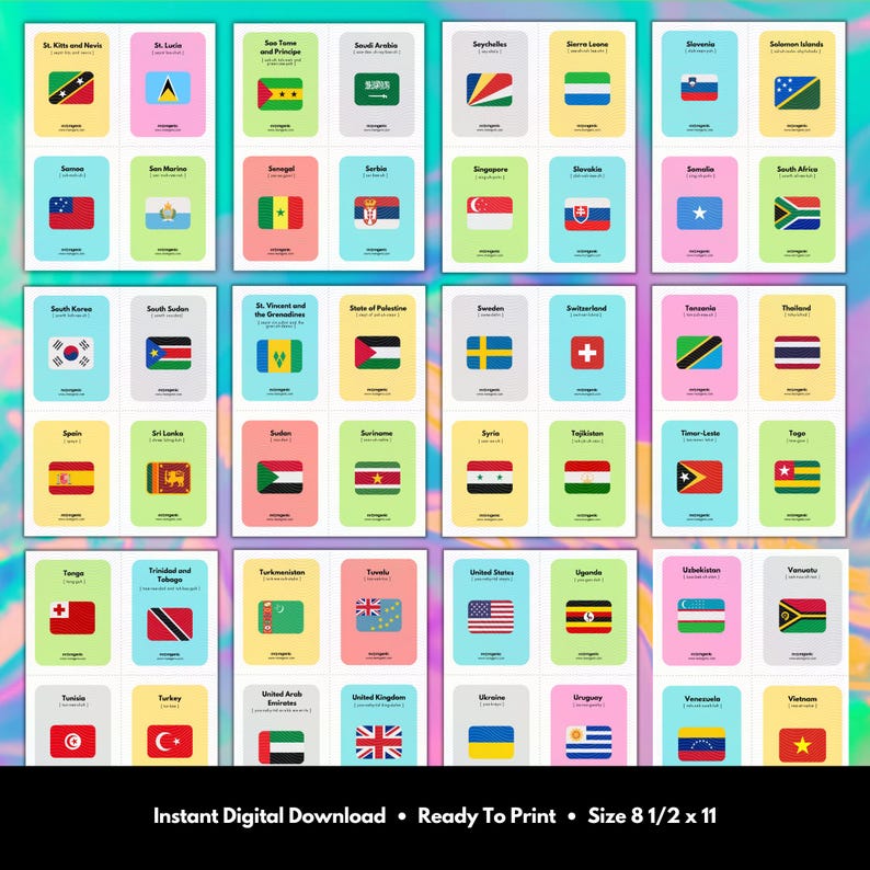 World Flag Flashcards Printable | Geography Learning for Kids Ages 4 ...