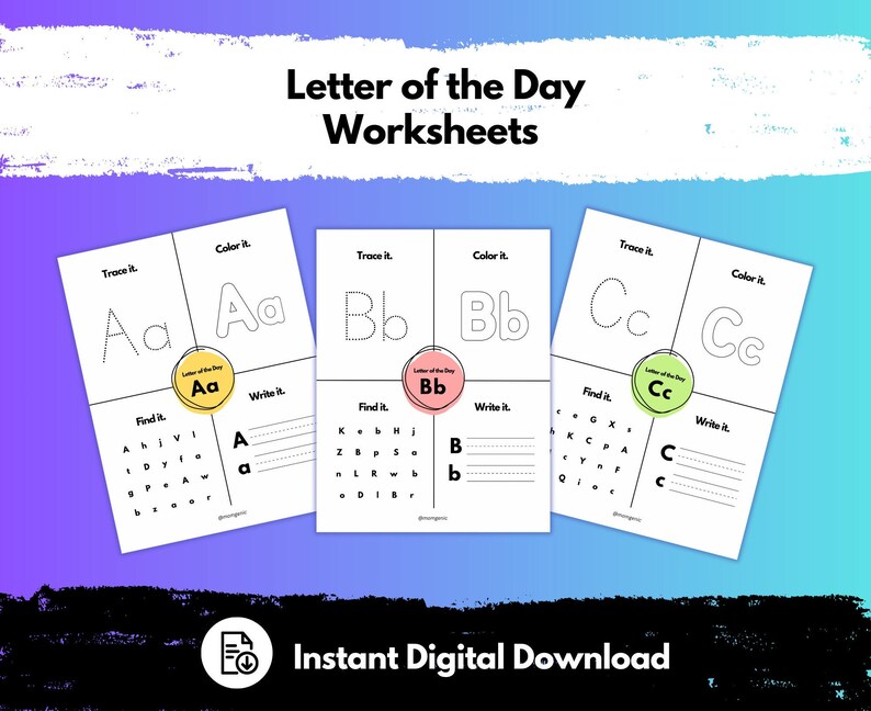 Letter of the Day Worksheets homeschool Preschool Pre-k - Etsy