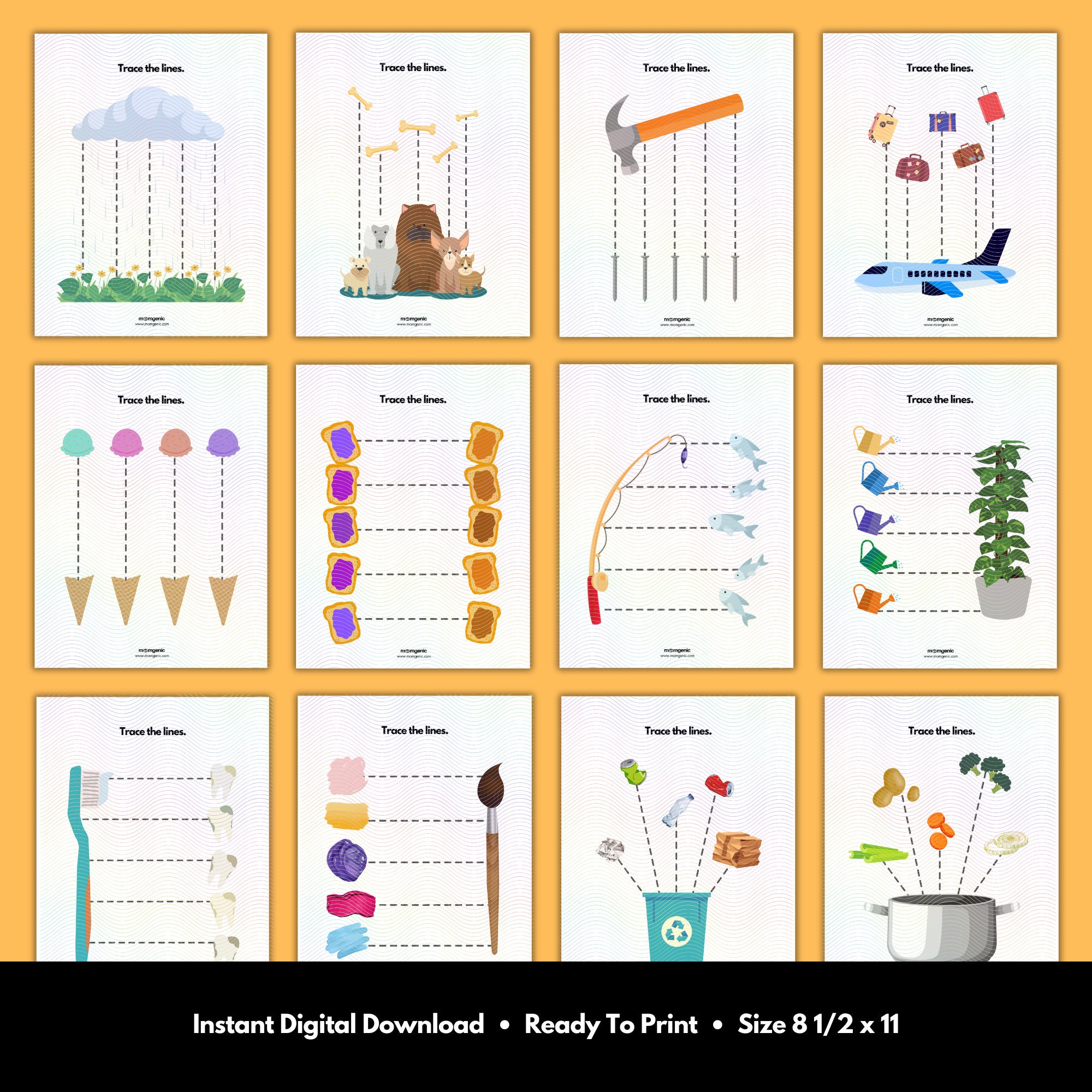 Line Tracing, Set 2 (tracing Lines, Learn to Write, Toddler Learning ...