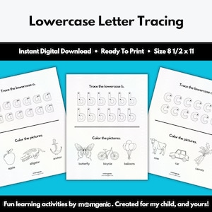 Lowercase Letter Tracing & Coloring abc, Alphabet, Writing, Letter of ...
