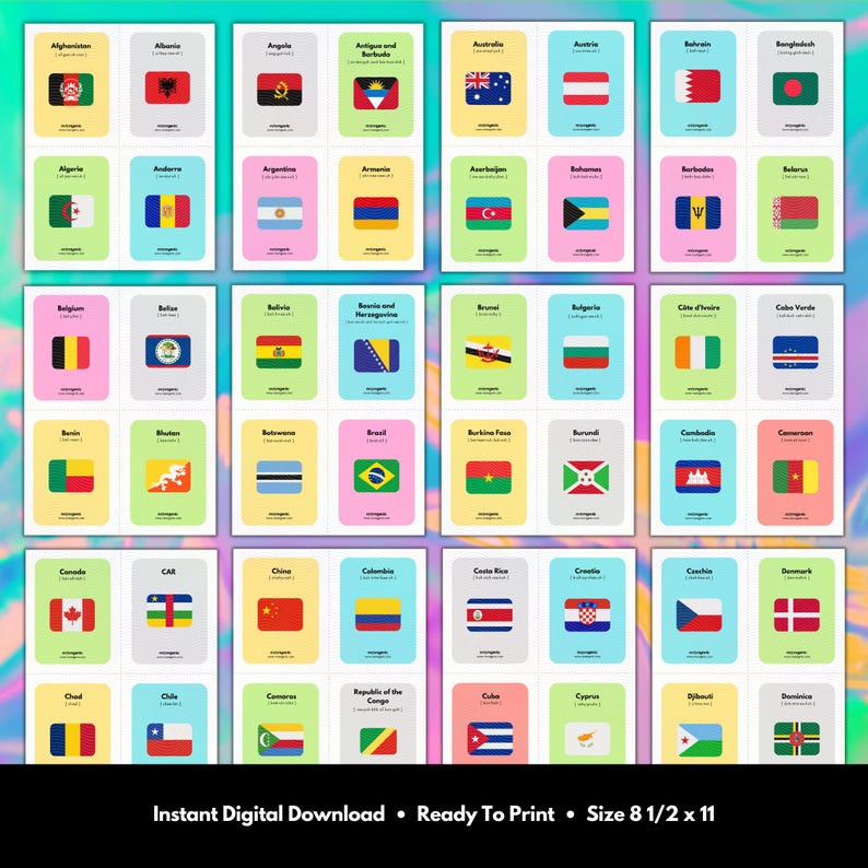 World Flags (228 Country Flags, International Flags, Learning ...