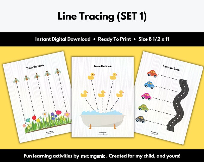16 Printable Beginning Tracing Trace the Lines Worksheets. - Etsy UK