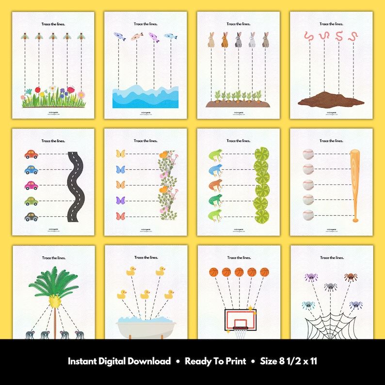 Line Tracing, Set 1 (fine Motor Skills, Learn to Write, Toddler ...