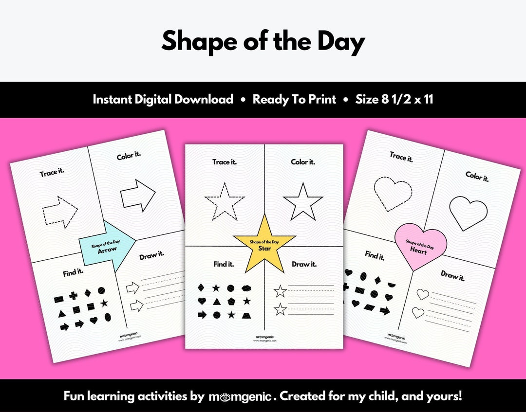 Shape of the Day (toddler Worksheets, Figures and Shapes, Early ...