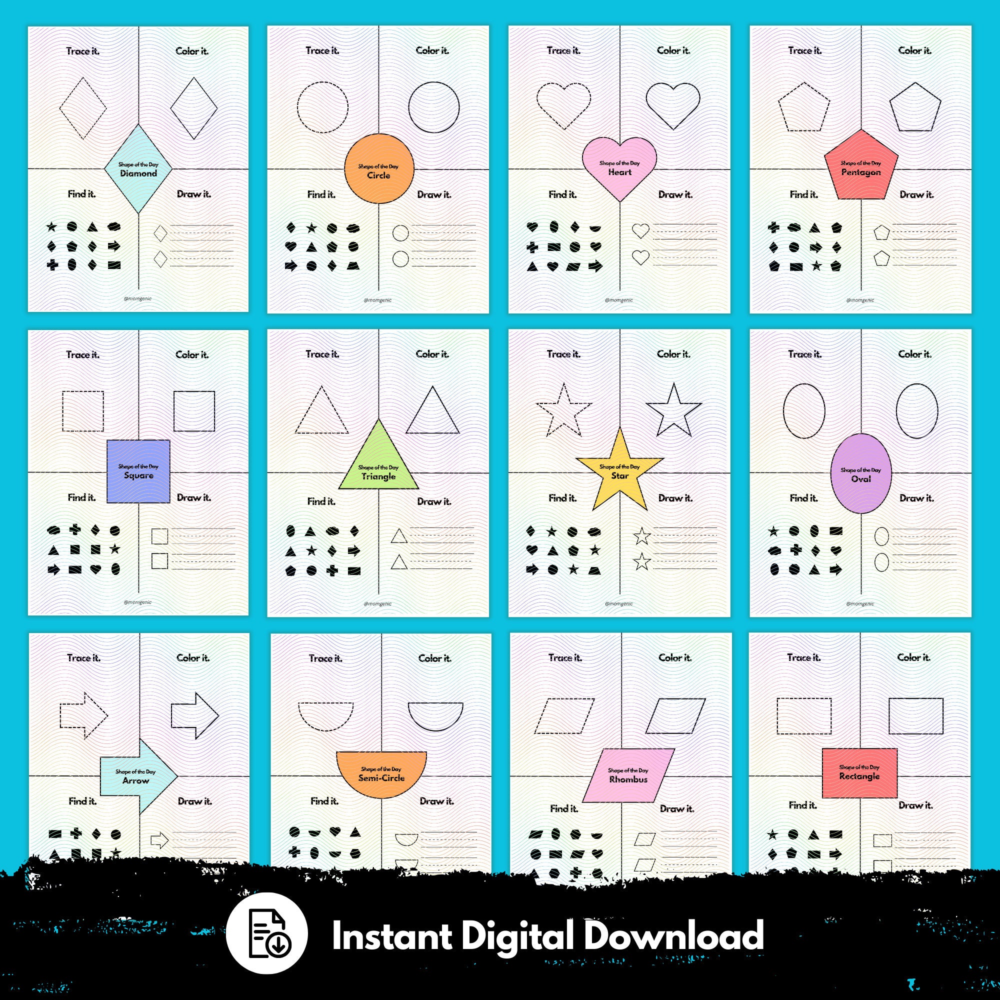 Shape of the Day toddler Worksheets, Figures and Shapes, Early Learning ...