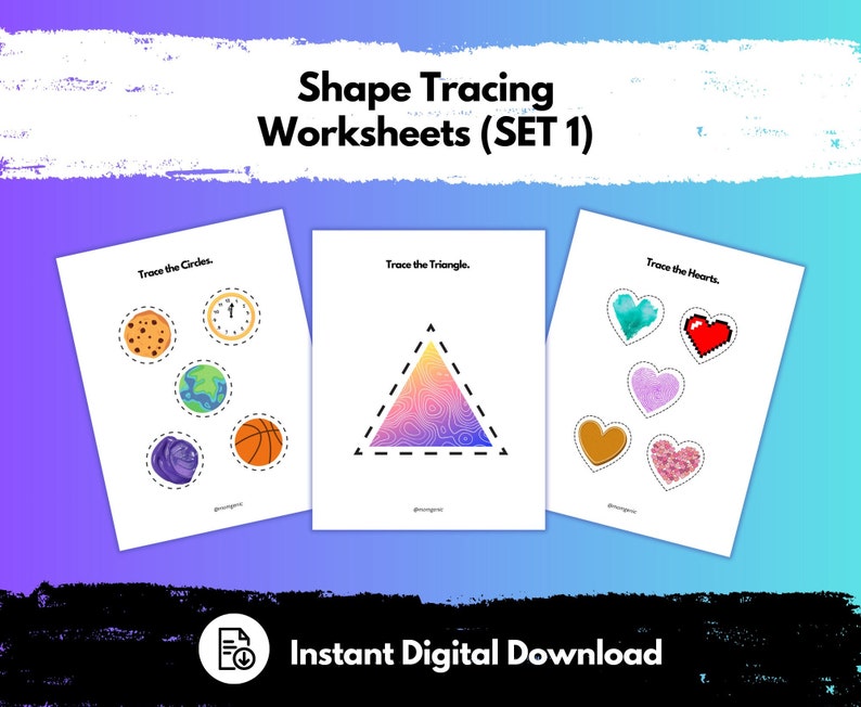 Shape Tracing Worksheets SET 1 fine Motor Skills - Etsy