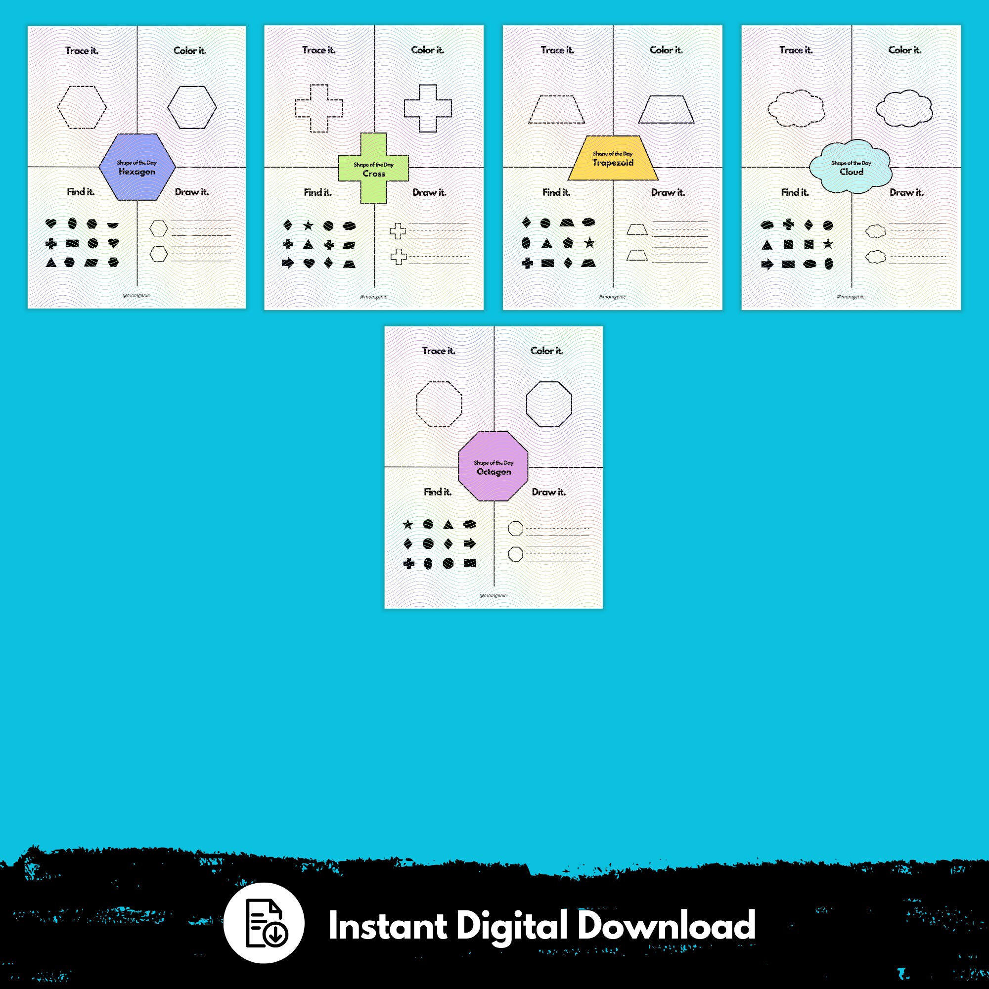 Shape of the Day toddler Worksheets, Figures and Shapes, Early Learning ...