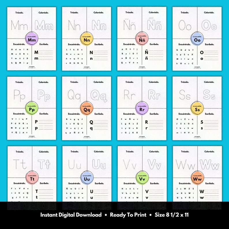 Spanish Letter of the Day Worksheets | Bilingual Alphabet Printable for ...