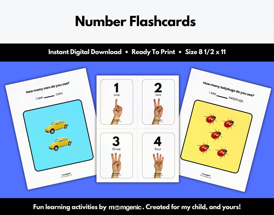 Counting Flashcards and Activity (1 to 10, Learning Numbers, Count to ...
