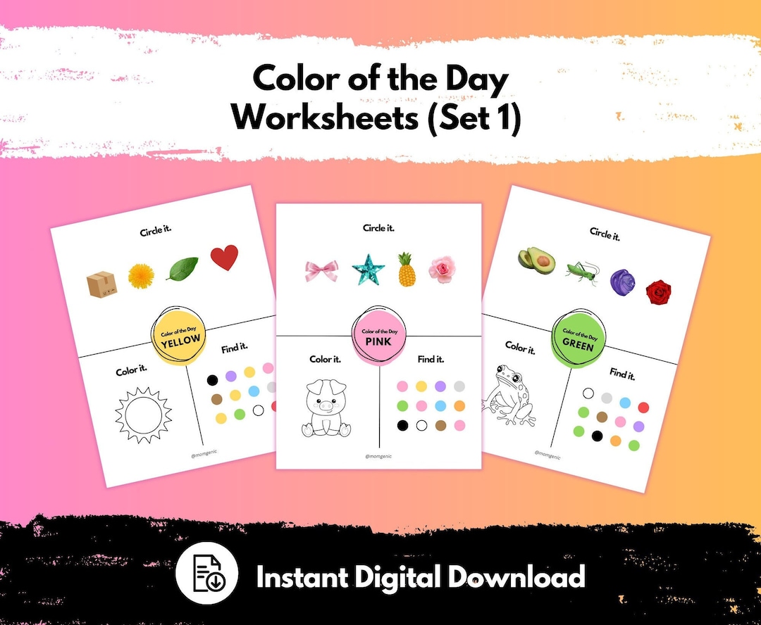 Color of the Day Worksheets SET 1 (homeschool, Preschool, Pre-k ...