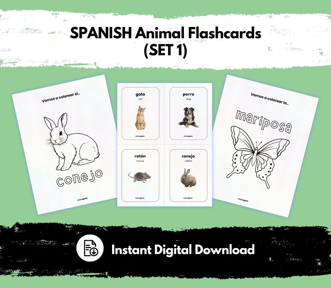 Spanish Animal Flashcards Coloring Pages homeschool, Preschool, Pre-k ...