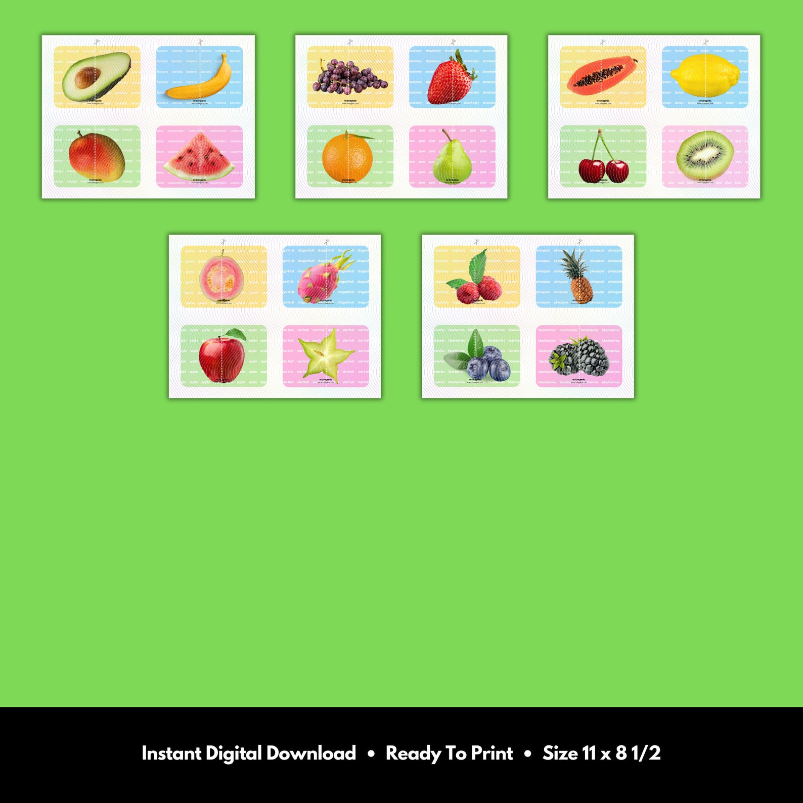 Fruit Puzzles (matching Cards, Toddler Puzzle, Fruit Recognition ...