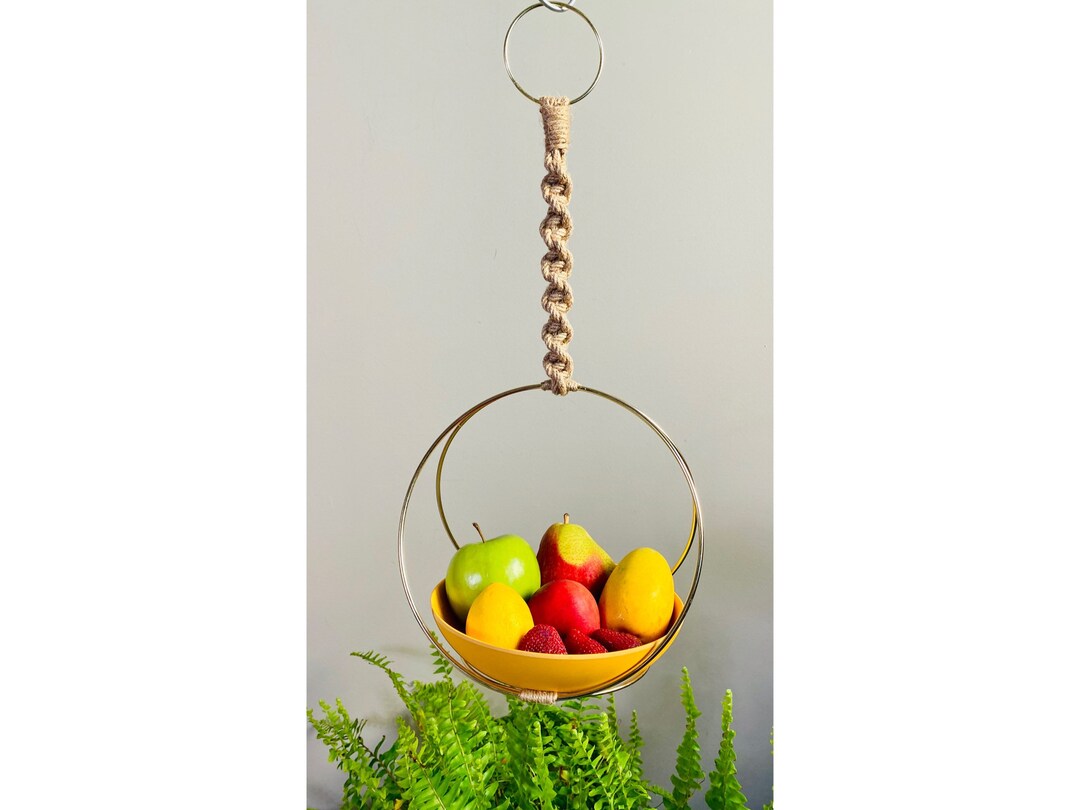 MIDI SANSA Hoop Macramé Hanger//fruit Bowl Crystals Toiletries Brass ...