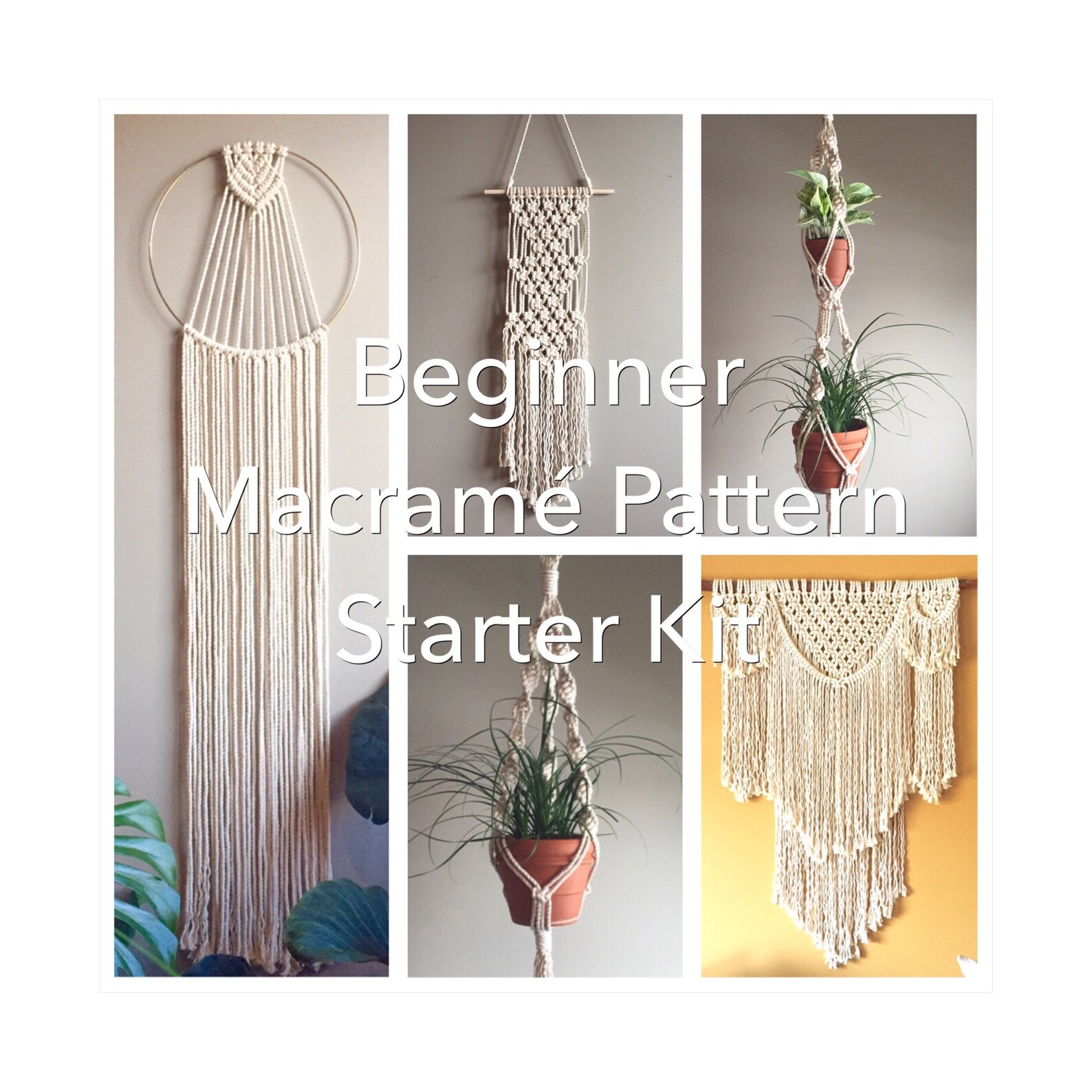 BEGINNER Macramé PATTERN Starter Kit//5 Beginner Patterns Pdf DIY ...