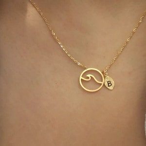 Delicate Ocean Wave Necklace,wave Necklaces,beach Wave Necklace,initial ...