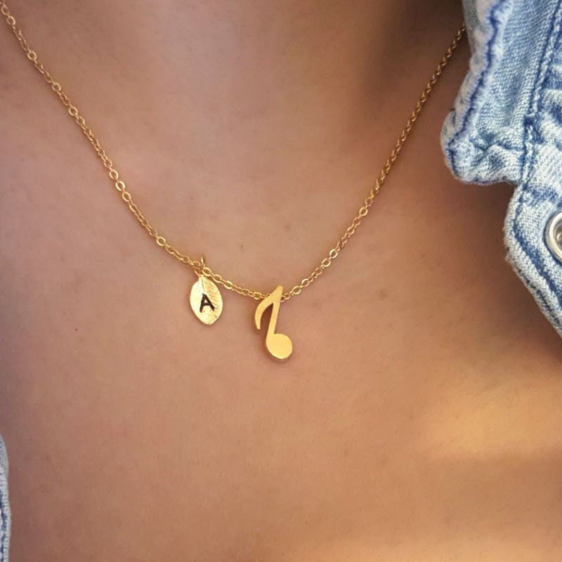Music Note Necklace - Etsy