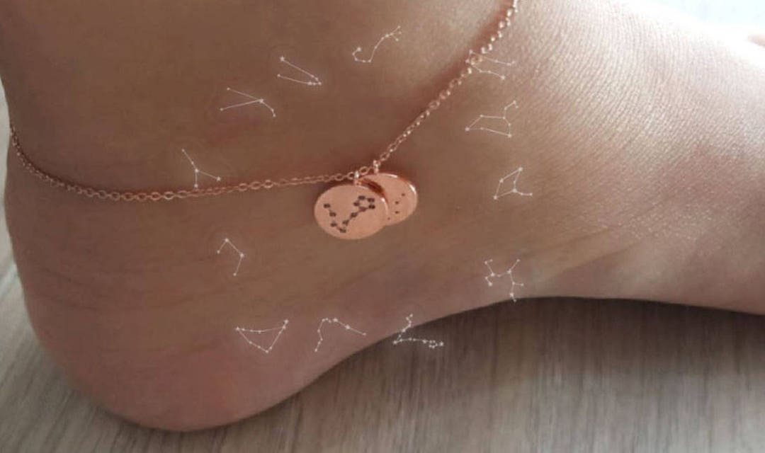 Rose Gold Zodiac Sign Anklet,constellation Anklet,star Anklet,leo,virgo ...