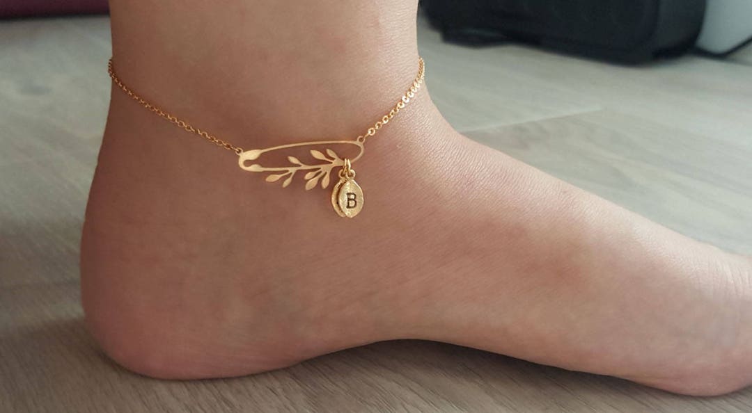 Delicate Safety Pin Anklet, Safety Pin Anklets,cute Anklet,initial ...