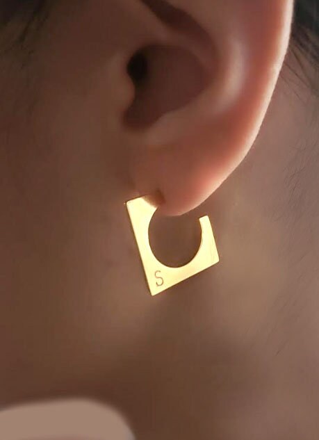 Square earring/Rectangle earring/Square ear jacket/Square Ear | Etsy