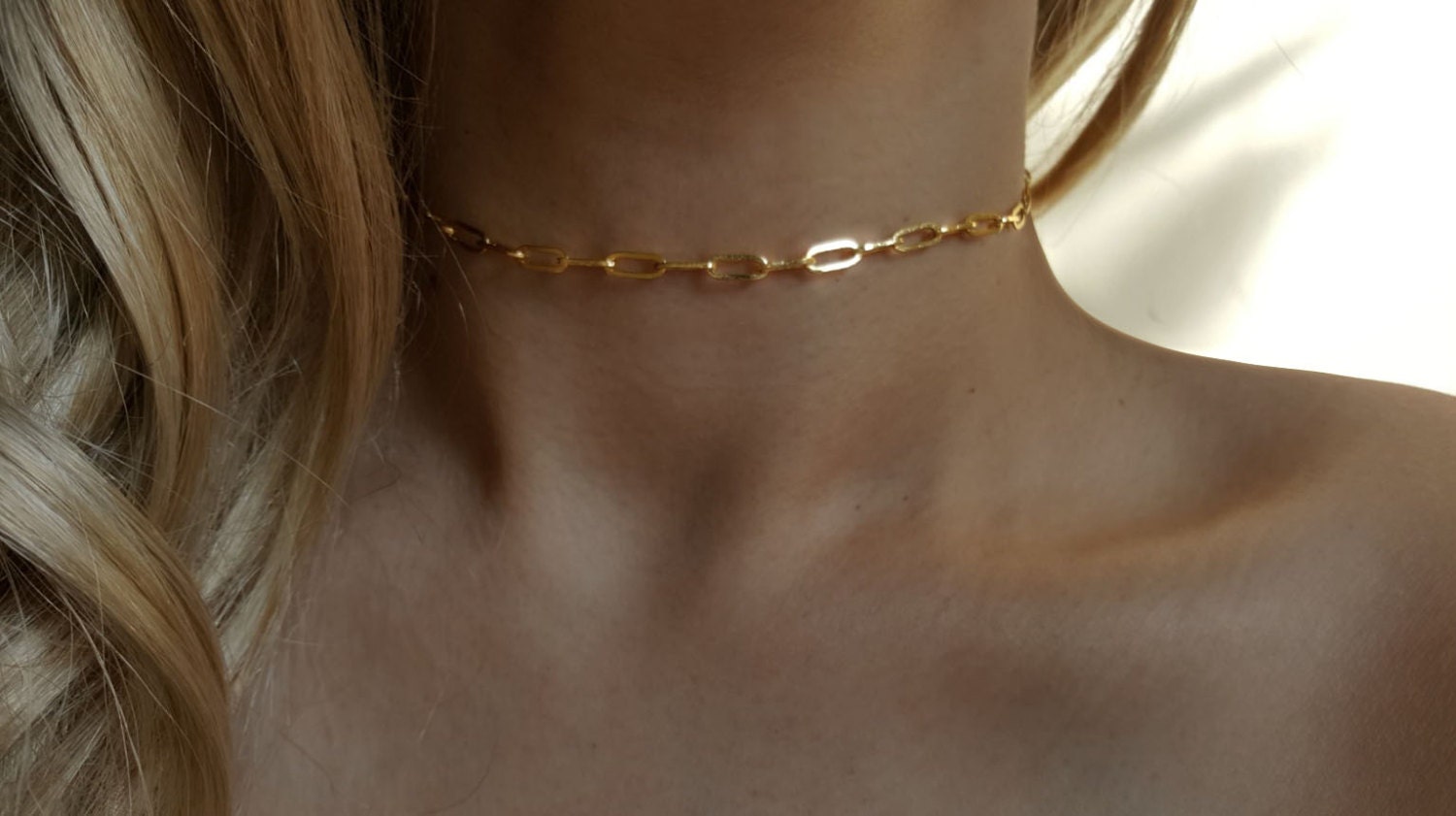 18k Gold Halo Choker,dainty Chain Choker Necklace,hip Hop Choker,halo ...