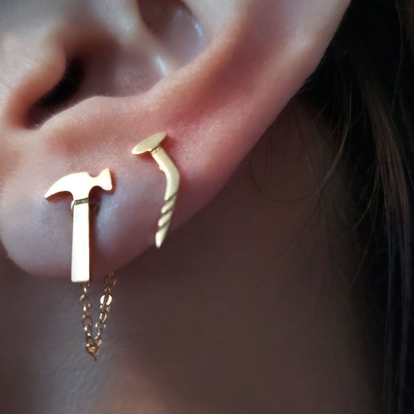 Nail Earrings - Etsy