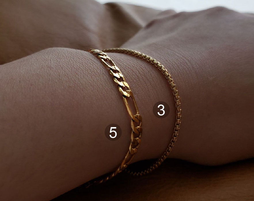 14k gold filled bracelet box chain braceletFigaro bracelet | Etsy