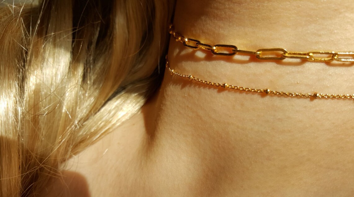 18k Gold Halo Choker,dainty Chain Choker Necklace,hip Hop Choker,halo ...