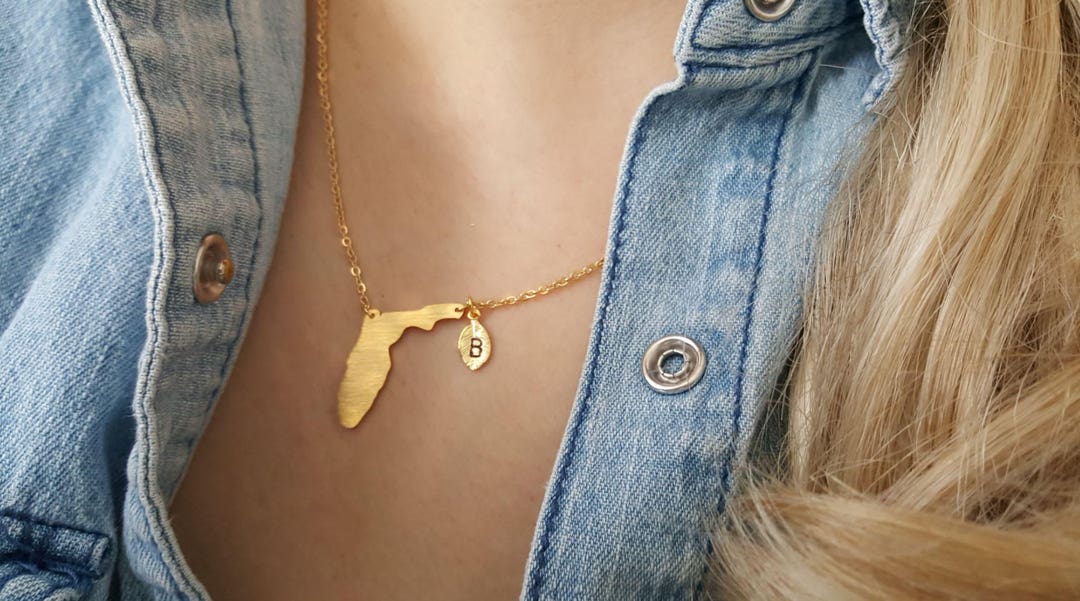 Delicate Petite Florida Map Necklace,florida Necklaces,city Necklace ...
