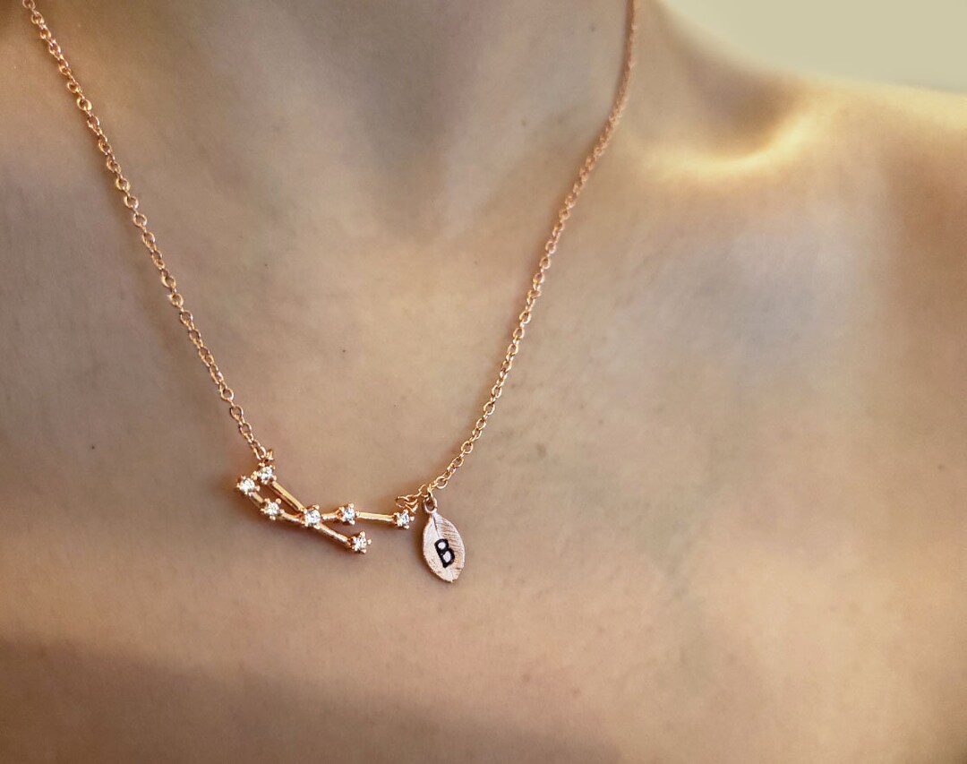 Rose Gold Taurus Necklace,constellation Necklace,zodiac Celestial,cubic ...
