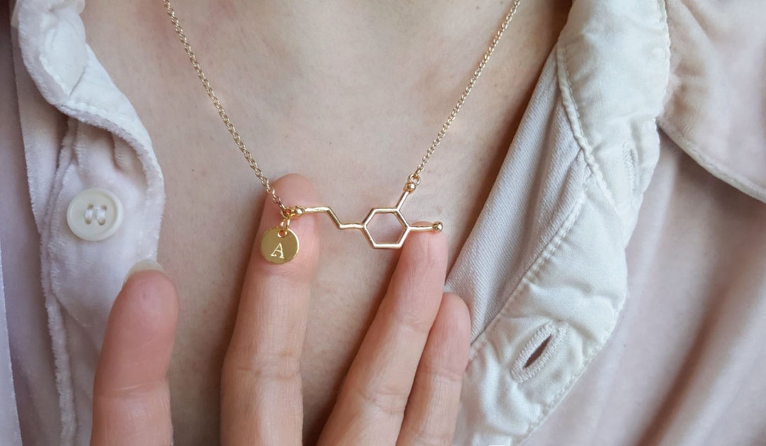 Dopamine Necklace,dopamine Molecule Necklace, Molecule Necklace, Chemistry Necklace, Initial ...